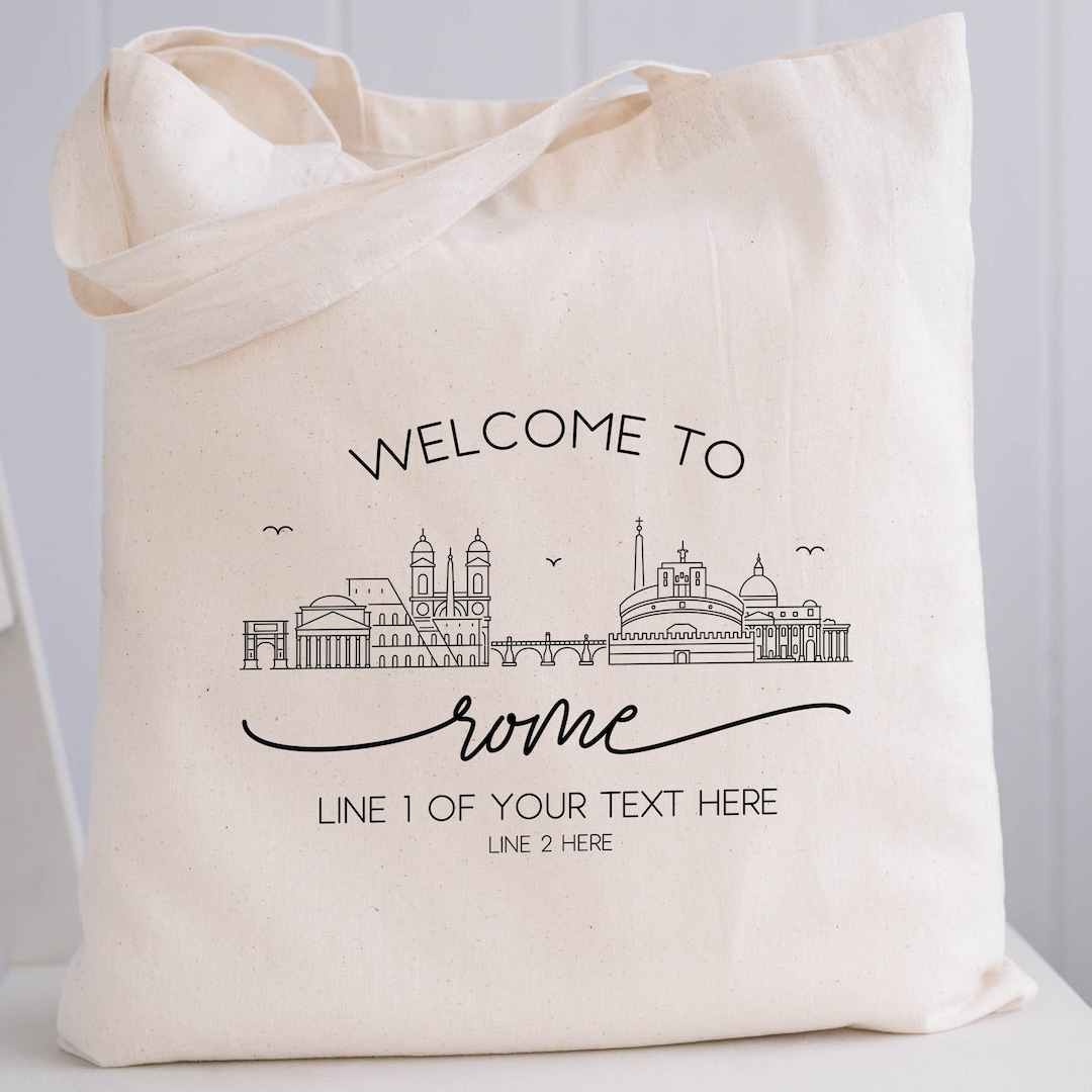 Rome Wedding Welcome Tote Bag - Rome Wedding Favors - Rome Skyline Tote ...