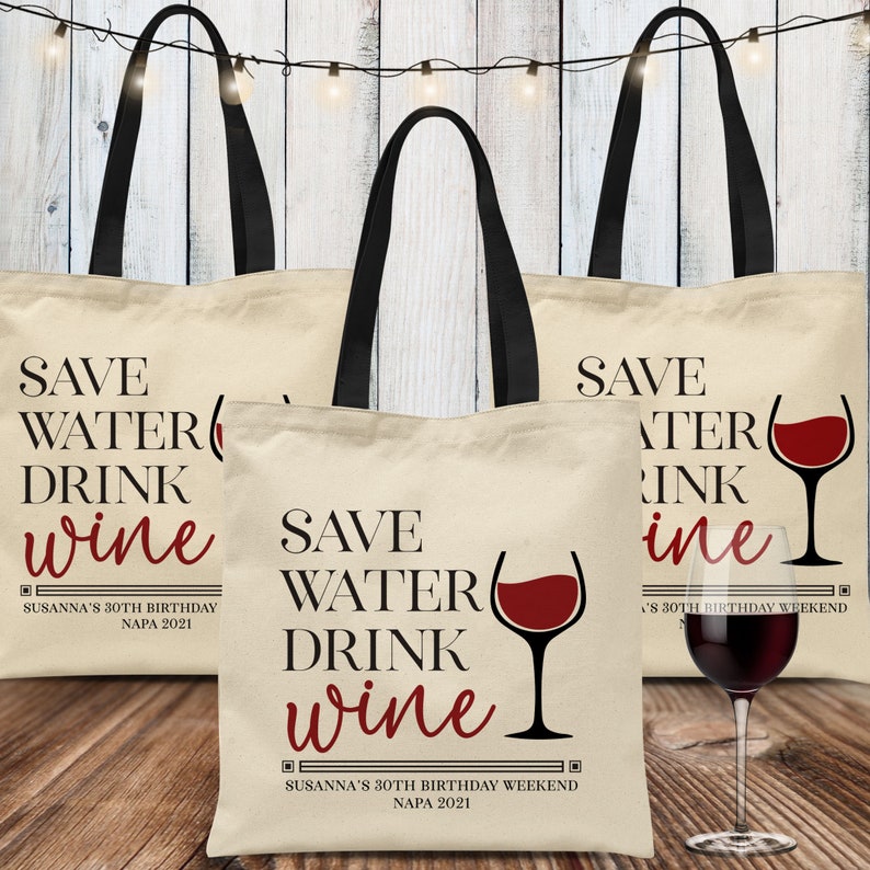 Wine Tasting Girls Trip Gifts - Custom Wine Tote Bag - Napa Birthday ...