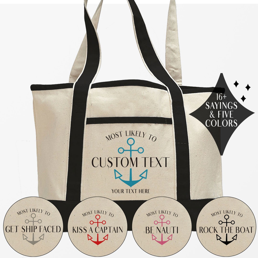 Most Likely to Cruise Tote Personalized | Cruise Group Tote Bags ...