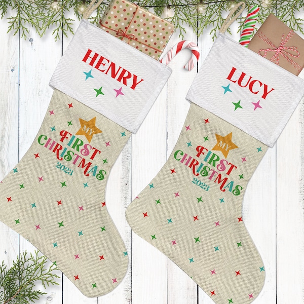 Personalized Baby Boy First Christmas Stocking - Etsy