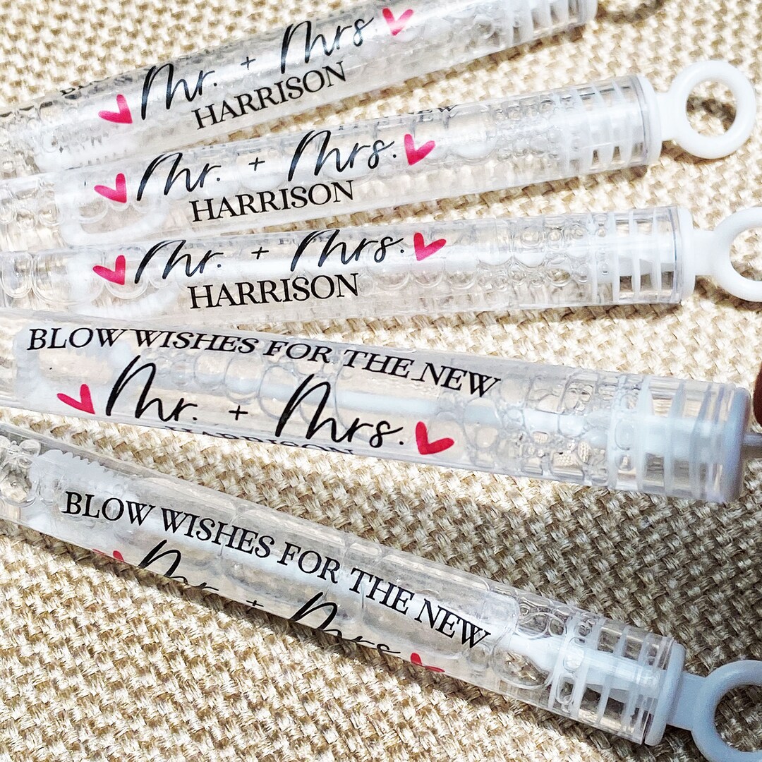 Wedding Bubbles Send off Bulk Labels - Personalized Classic Wedding ...
