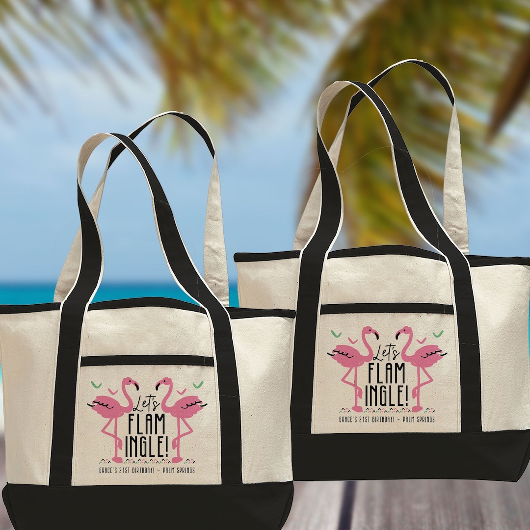 Tropical Beach Bags for Girls Trip - Final Flamingle Bachelorette Party ...