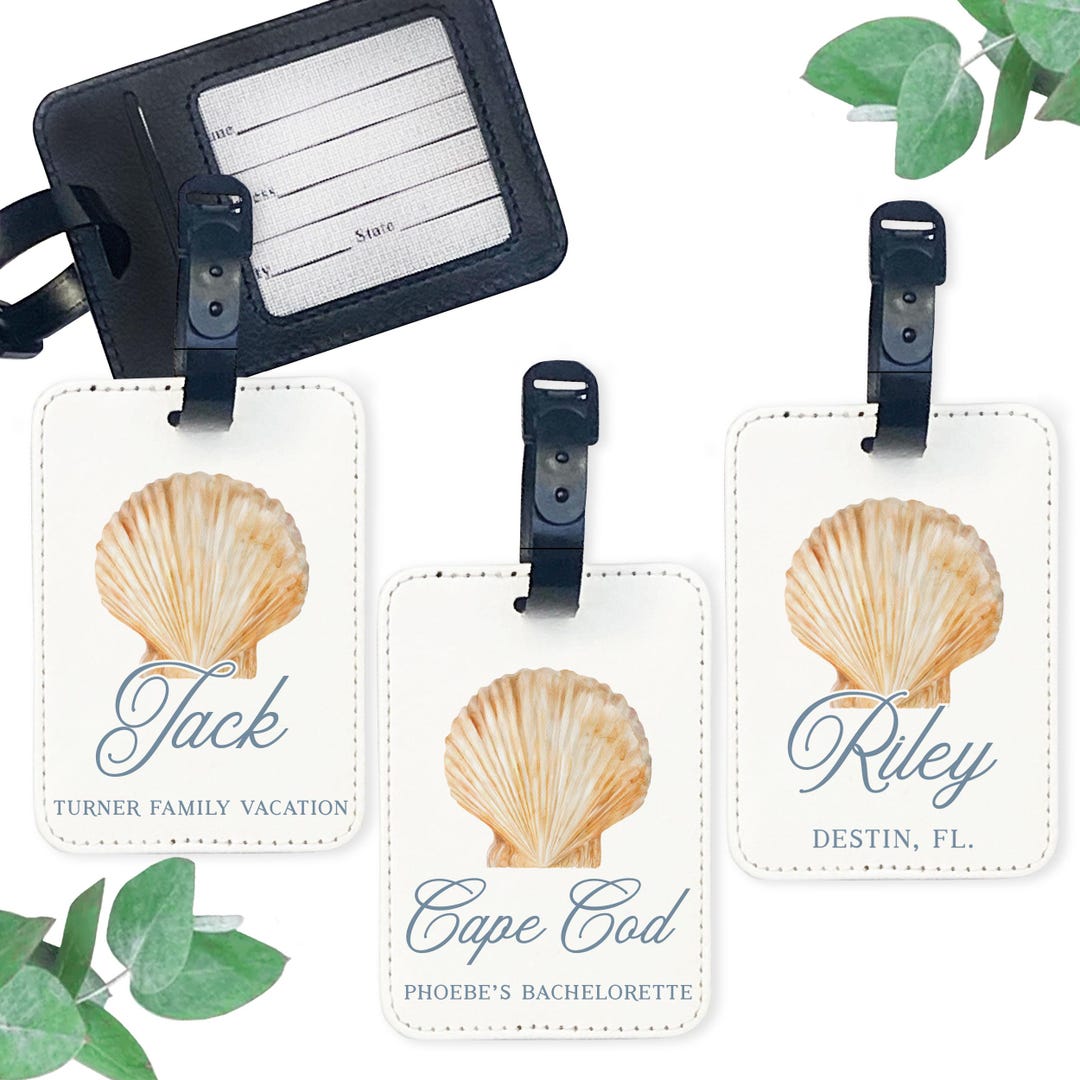 Seashell Luggage Tags With Custom Name | Personalized Coastal ...