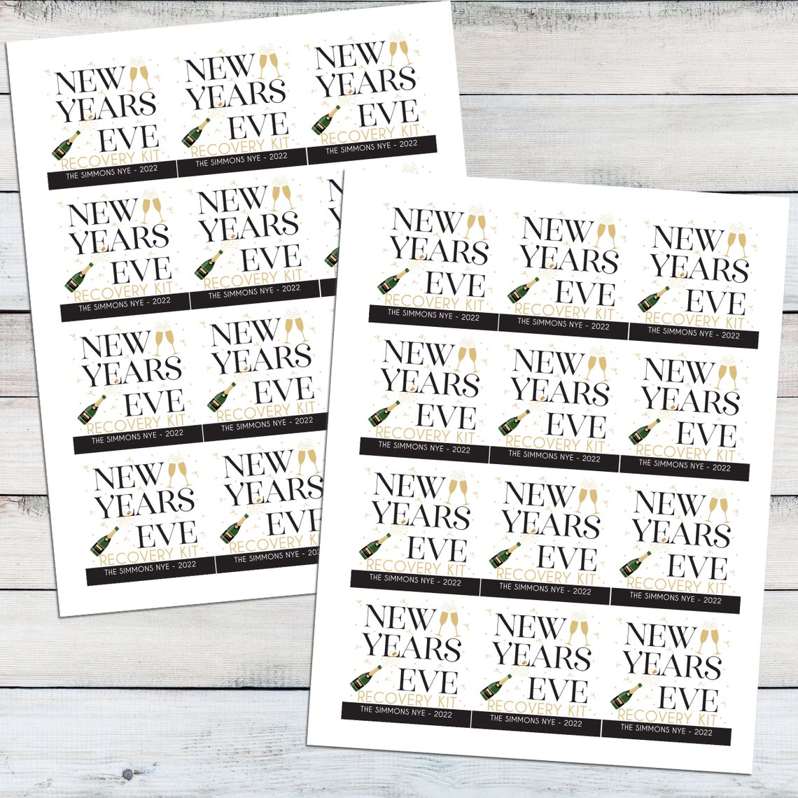 New Years Eve Favor Labels Custom Hangover Kit Stickers - Etsy