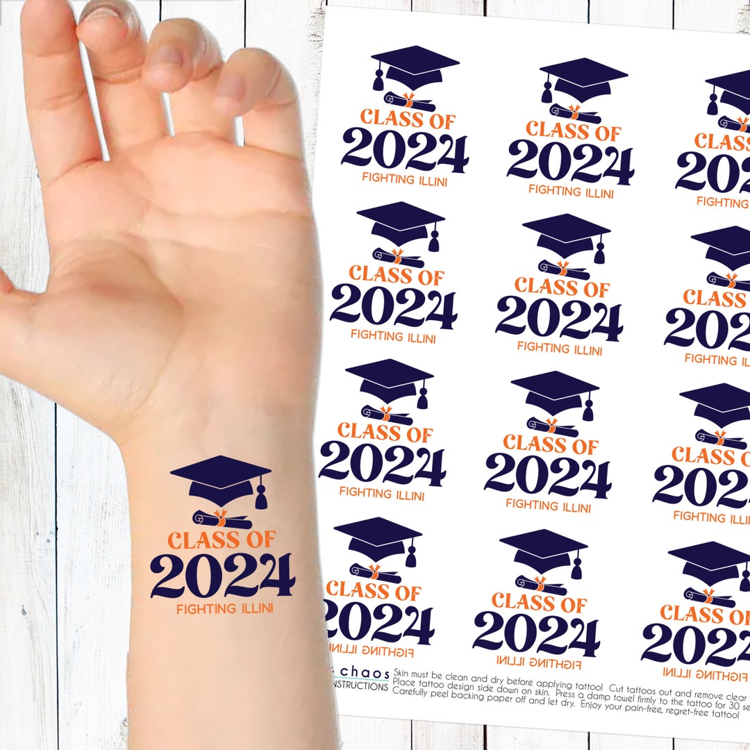 Class of 2024 Tattoos Graduation Tattoos Temporary Tattoos Custom Fake ...