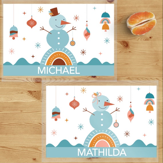 Christmas Placemats for Kids - Snowman Laminated Placemats ...