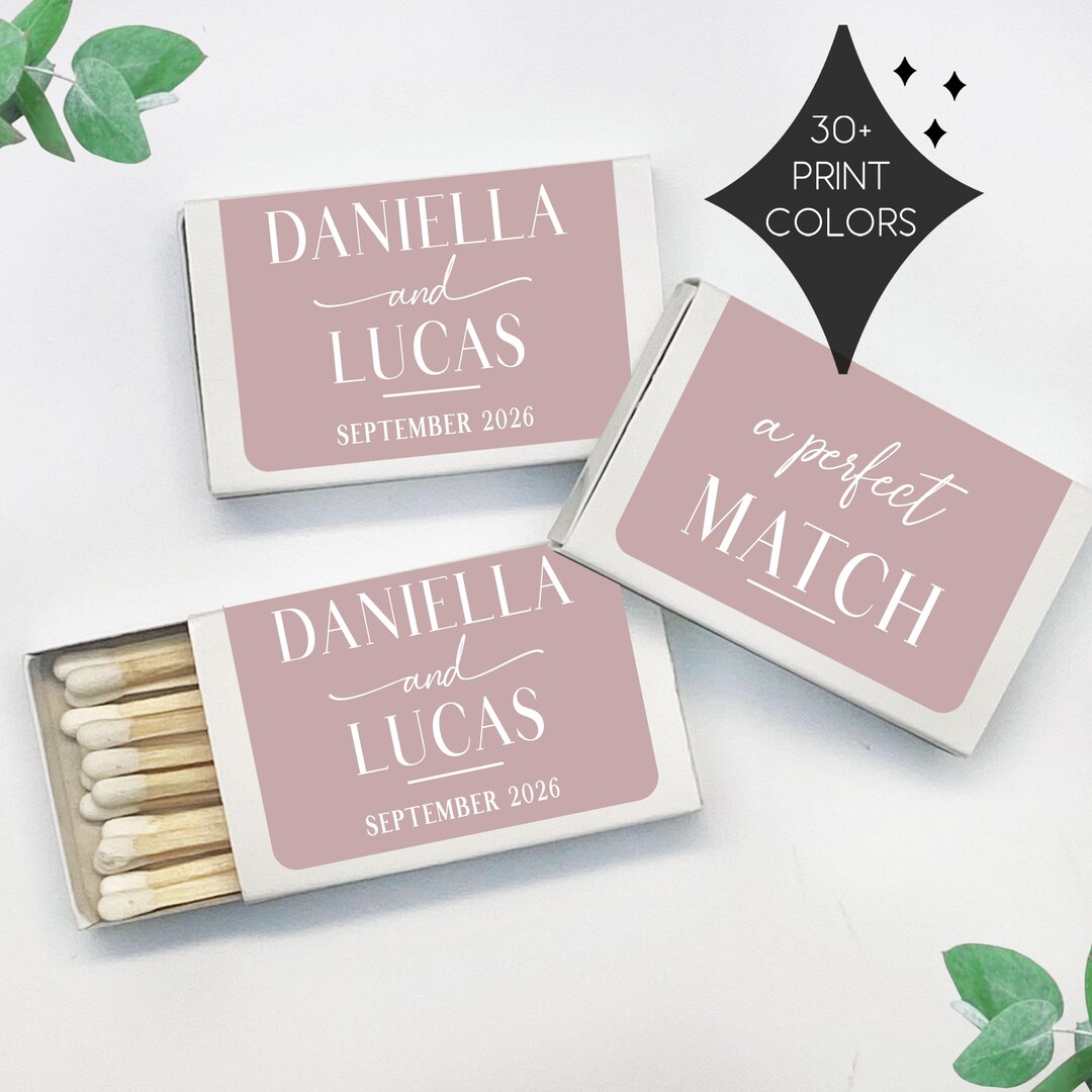 Custom Wedding Matches With Couples Names, Bulk Set of 50 Wedding Favor ...