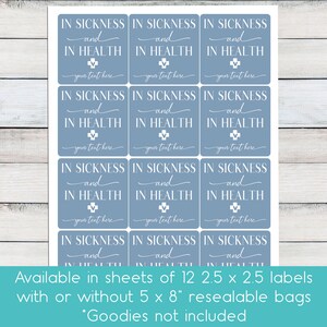 In Sickness & in Health Labels + Bags for Wedding, Personalized Bag ...