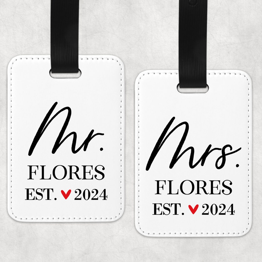 Custom Luggage Tags - Wedding Bag Tags for Newlyweds - Mr and Mrs ...
