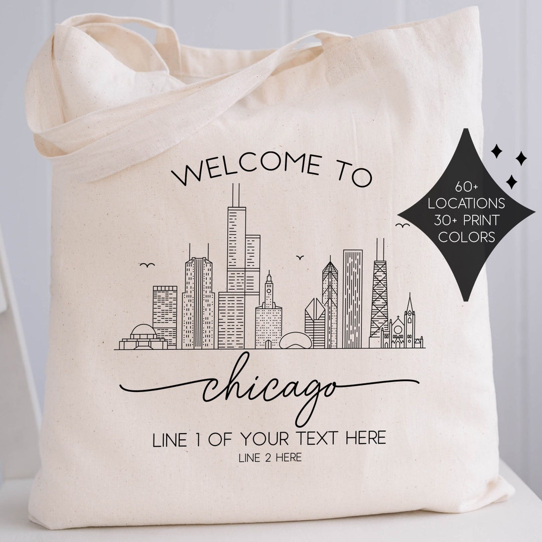Chicago Wedding Welcome Tote Bag - Bachelorette Party Gift Bags ...