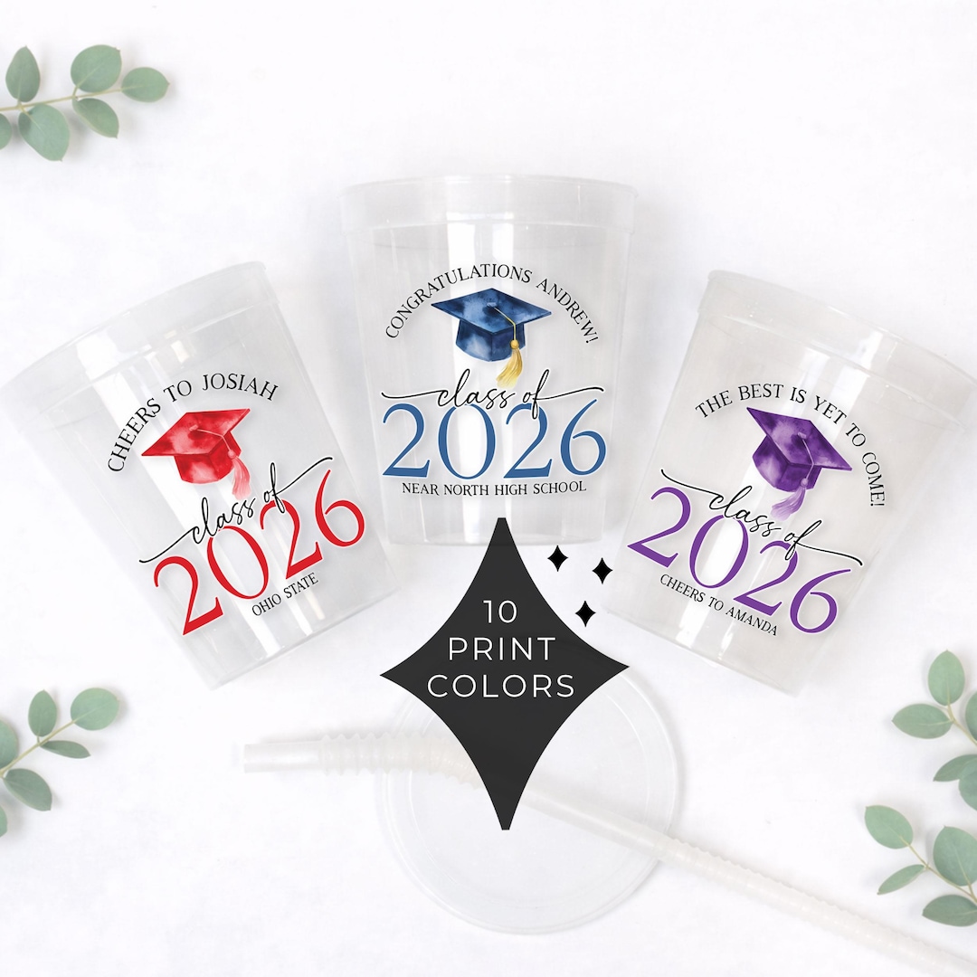 Personalized Graduation 16oz Party Cups | Custom Class of 2026 Guest ...