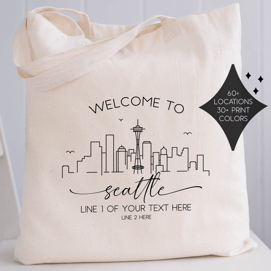 Seattle Wedding Welcome Tote Bag - Seattle Bachelorette Party Gift Bags ...