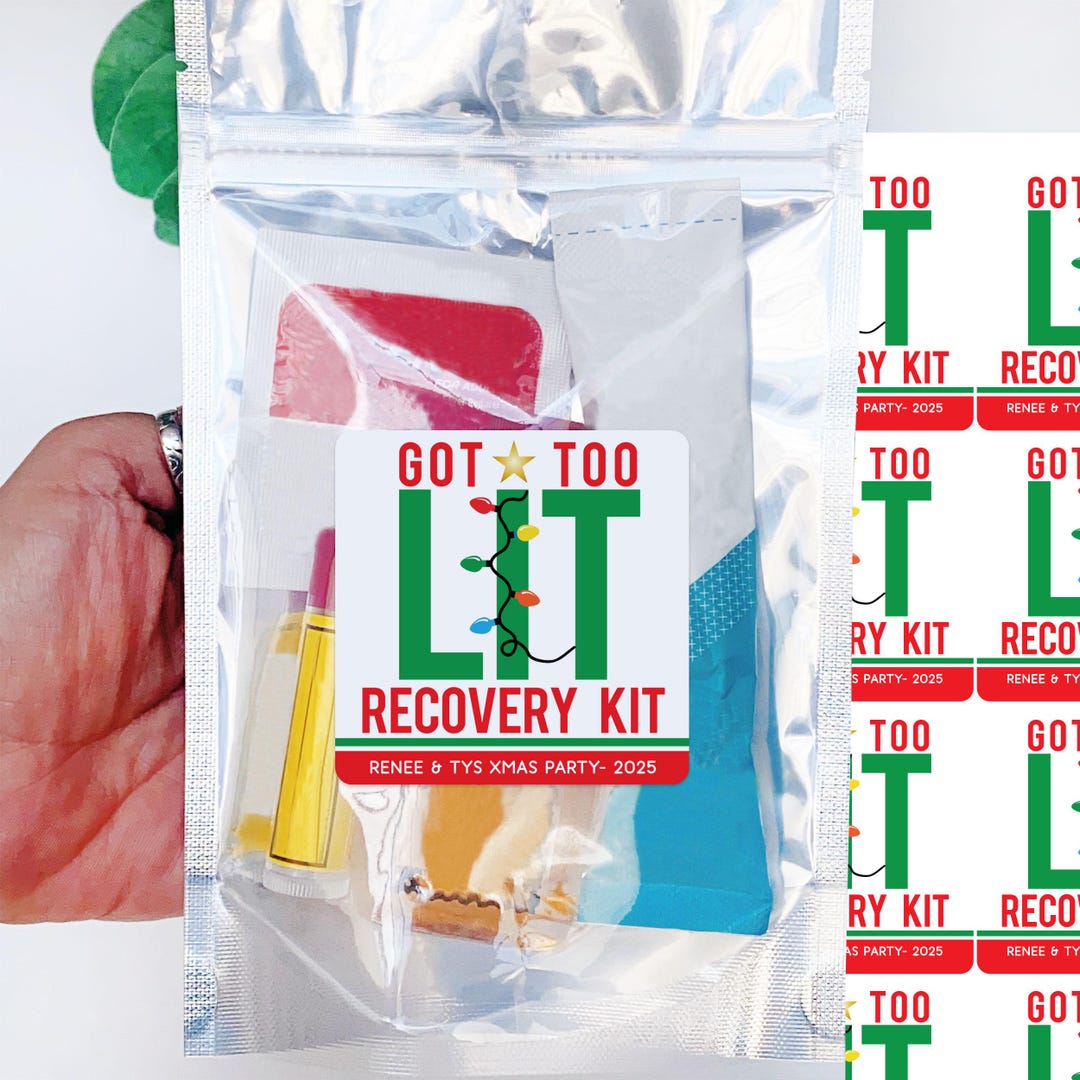 Christmas Hangover Recovery Kit Labels | Custom Holiday Survival Kit ...