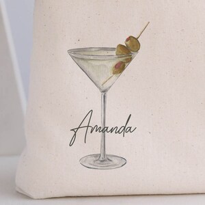 Martini Tote Bags With Name - Dirty Martini Custom Cocktail Bags ...