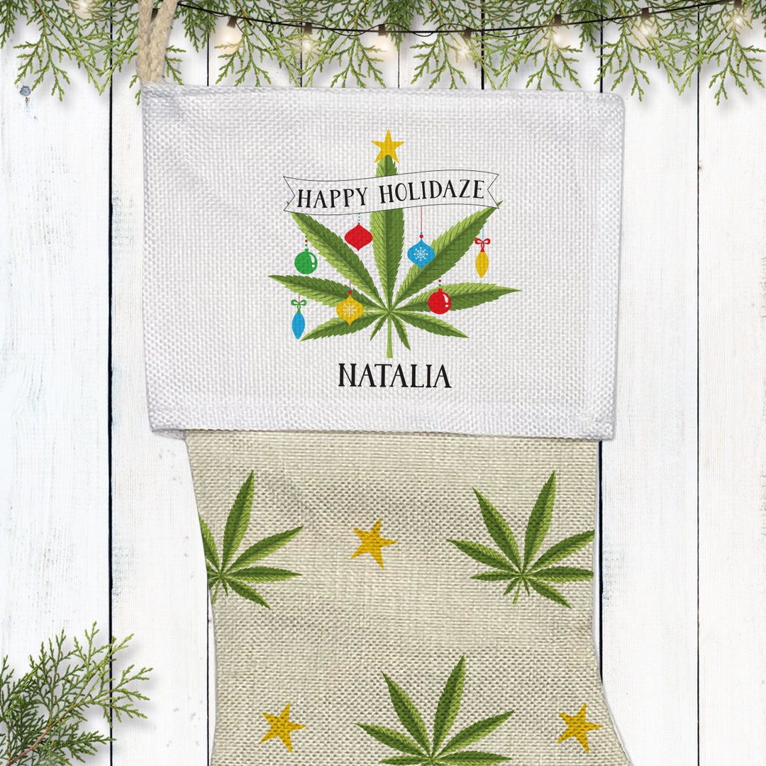 Cannabis Christmas Decor - Marijuana Leaf Personalized Stockings ...