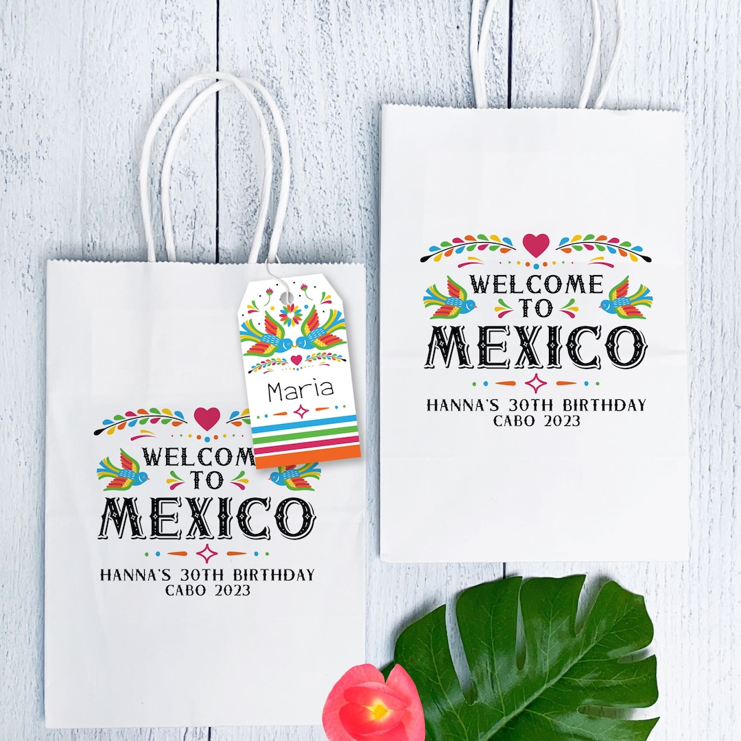 Mexico Wedding Gift Bags - Welcome to Cabo, Cancun, Tulum Custom Paper ...