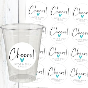 Custom Cup Stickers for Modern Wedding - Engagement Party Favor Labels ...