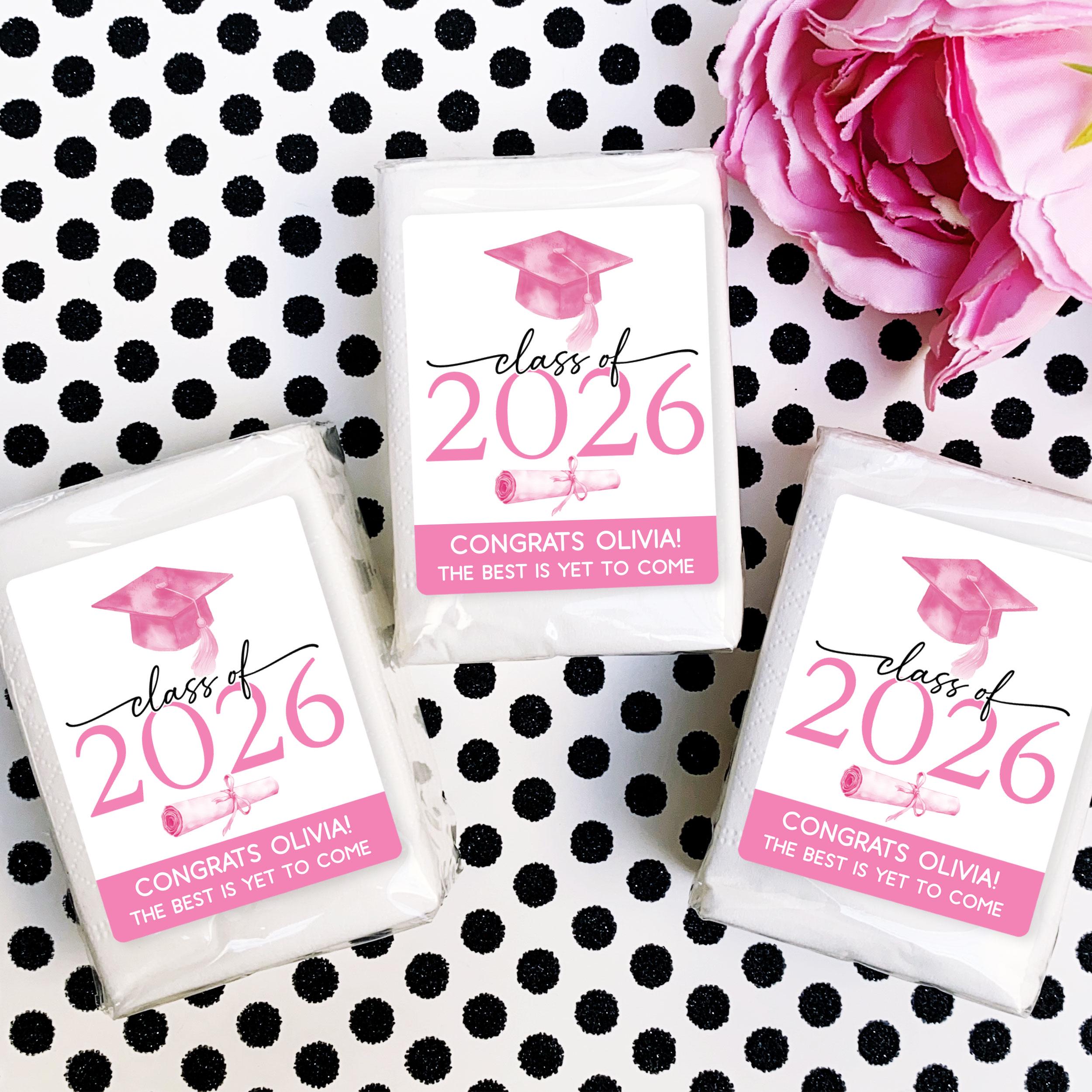 Graduation Tissue Favors + Custom Labels | Set of 15+ Facial Tissue ...