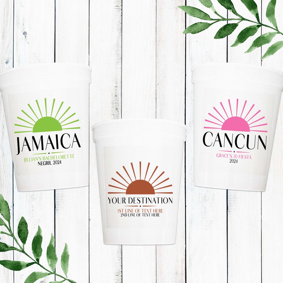 Custom Cups + Waterproof Cup Labels - Vacation Cups - Custom Stadium ...