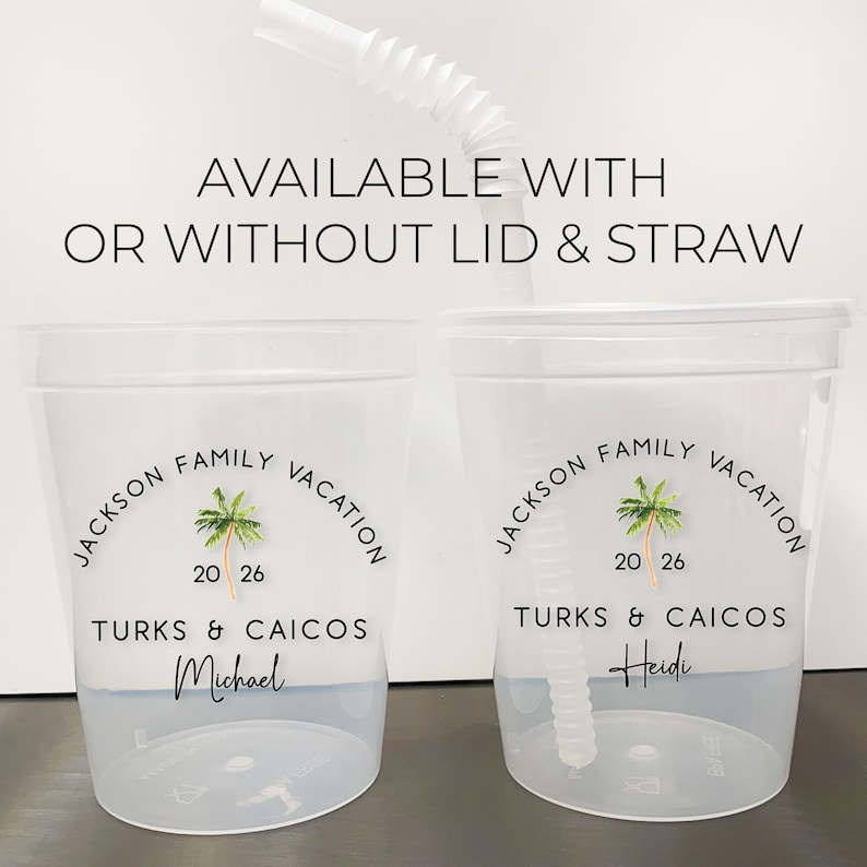 Personalized Palm Tree Party Cups | Custom Tropical Bachelorette ...