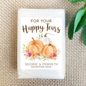 Fall Wedding Tissue Favors, Custom Labels for Mini Facial Tissue Packs ...