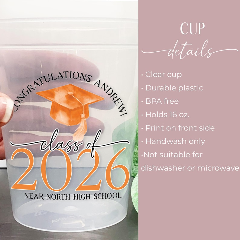 Personalized Graduation 16oz Party Cups | Custom Class of 2026 Guest ...
