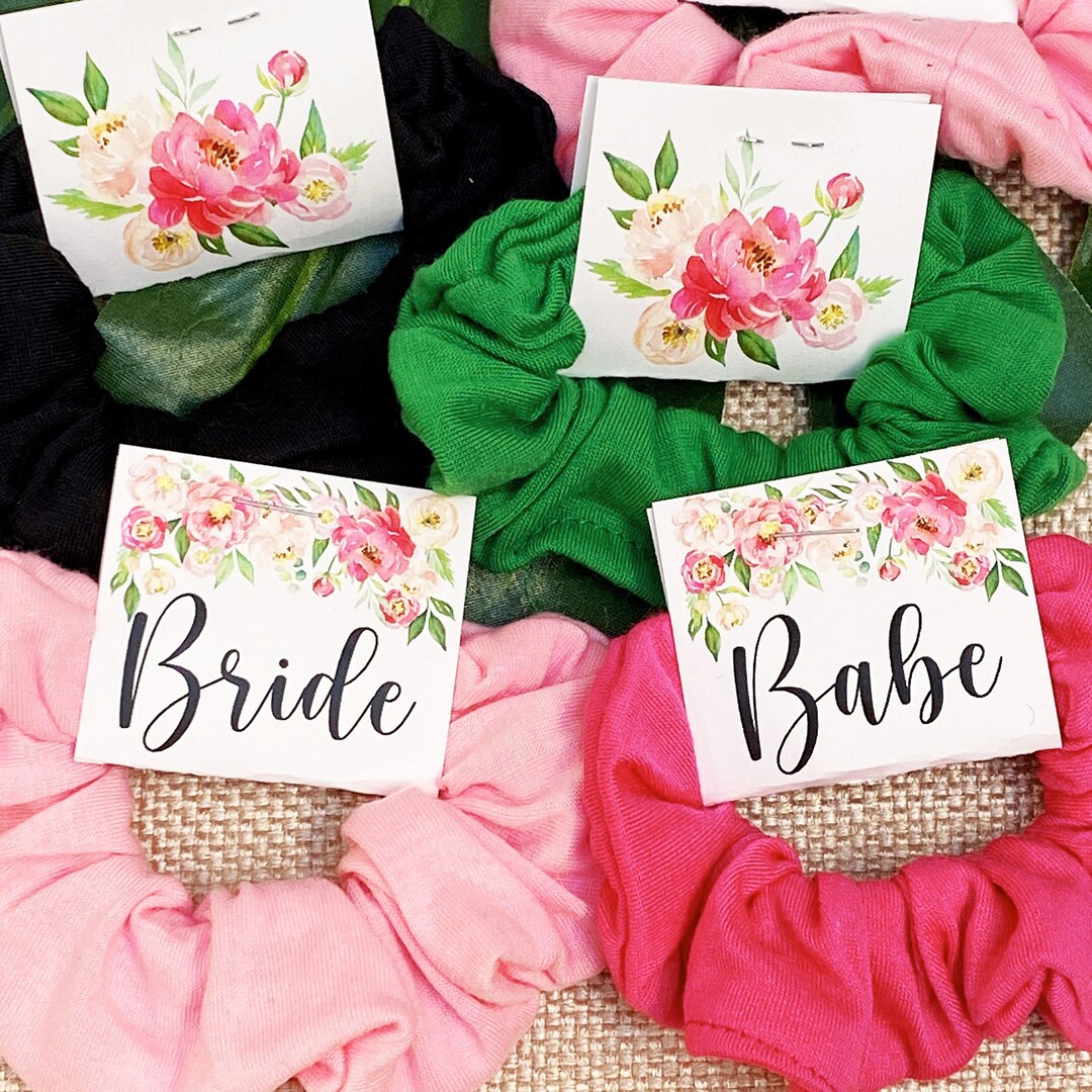 Bridal Shower Favors - Pink Floral Peony Scrunchies - Bachelorette ...