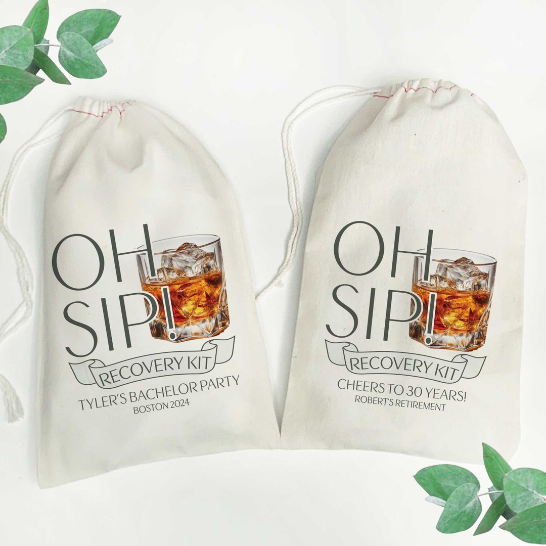 Personalized Oh Sip Whiskey Recovery Kit Bags | Bachelor Party ...