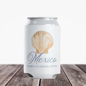 Custom Seashell Can Coolers With Name | Beach Bachelorette Party Favors ...