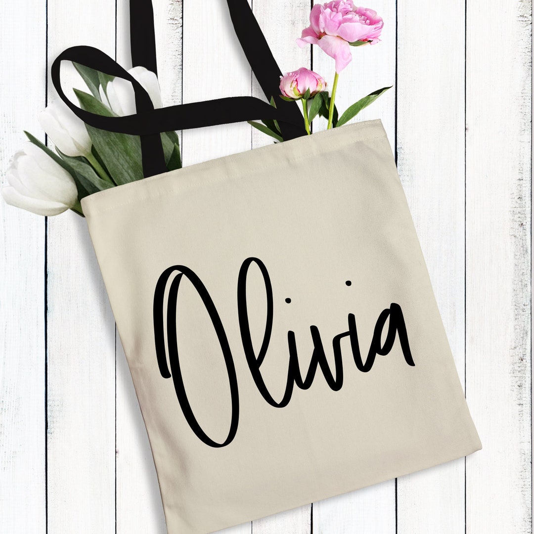 Monogrammed Tote Bag With Name Custom Tote Bag Personalized Bridal ...