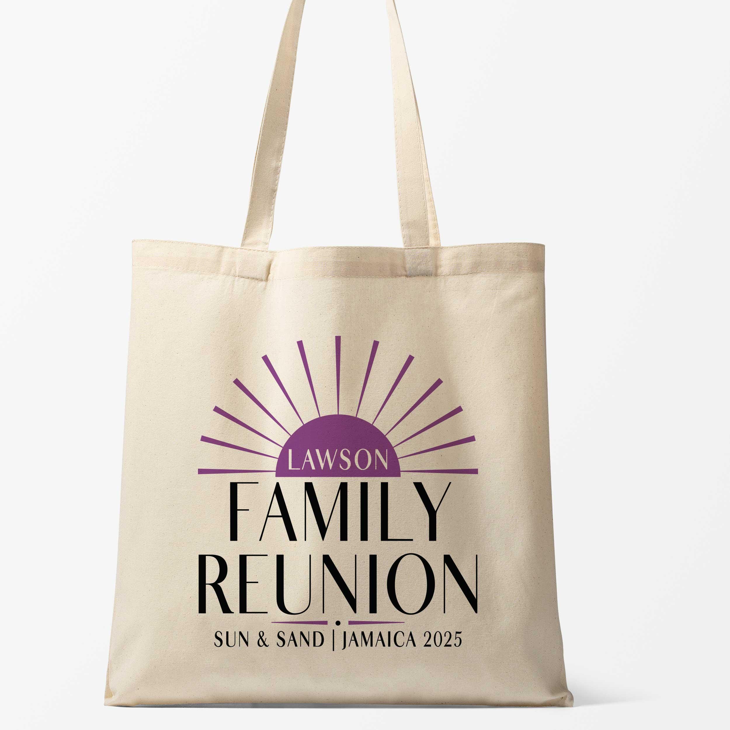 Personalized Family Reunion Tote Bag: Tropical Sun Print, Custom ...