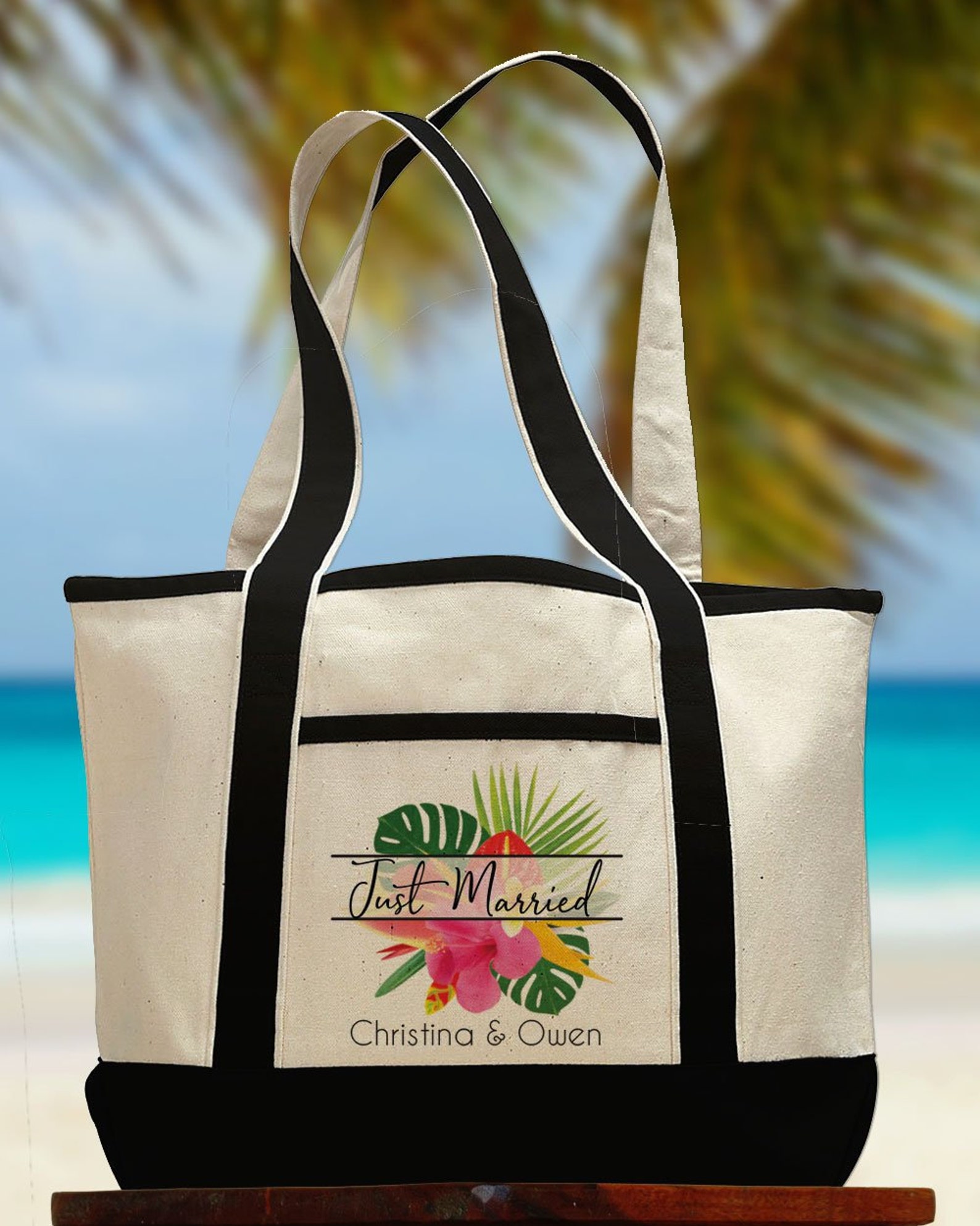 Tropical Beach Honeymoon Tote, Wedding Gift for Couple, Newlywed Gift ...