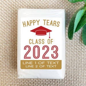 Graduation Tissue Favors + Custom Labels - Set of 15+ Facial Tissue ...