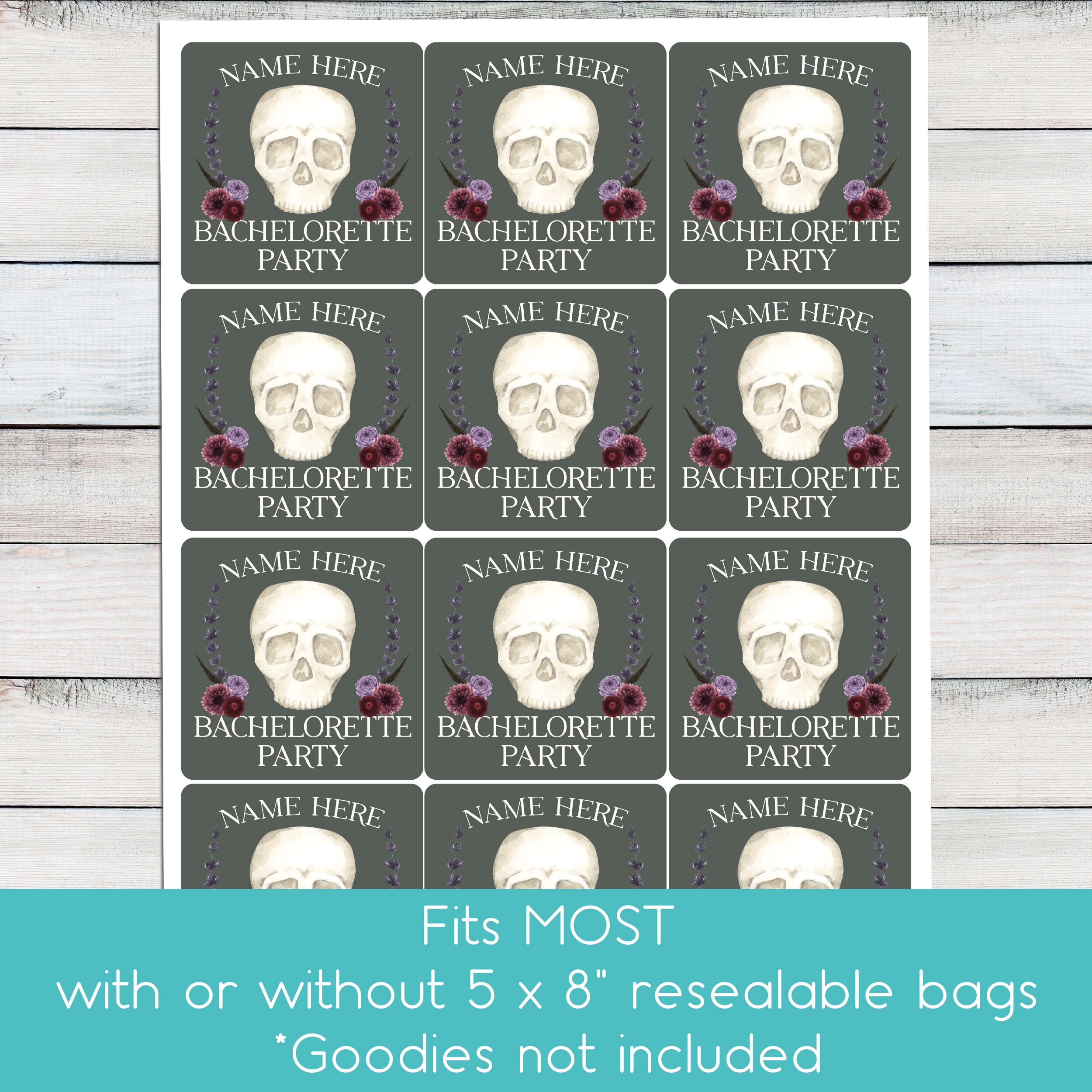 Custom Gothic Bachelorette Party Labels + Bags, Halloween Custom Labels ...