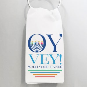 Hanukkah Decor Set of 2 Hanukkah Hand Towels: Oy Vey & Menorah ...
