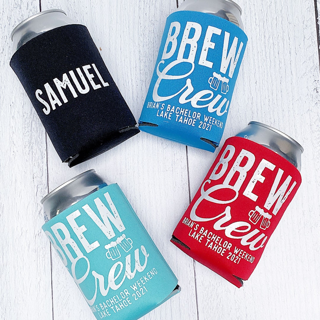 Custom Bachelor Party Can Coolers Beer Brew Crew Beer Birthday - Etsy