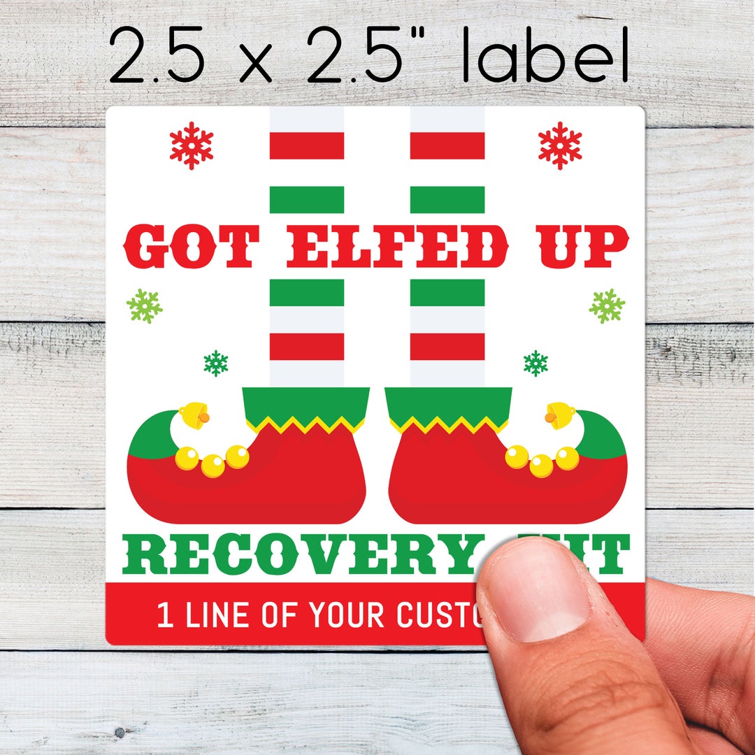 Funny Christmas Recovery Kit Labels - Hangover Survival Kit Bags - Got ...
