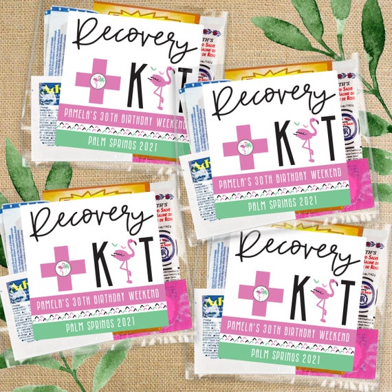 Flamingo Hangover Kit Bag Labels Recovery Kit Stickers for | Etsy