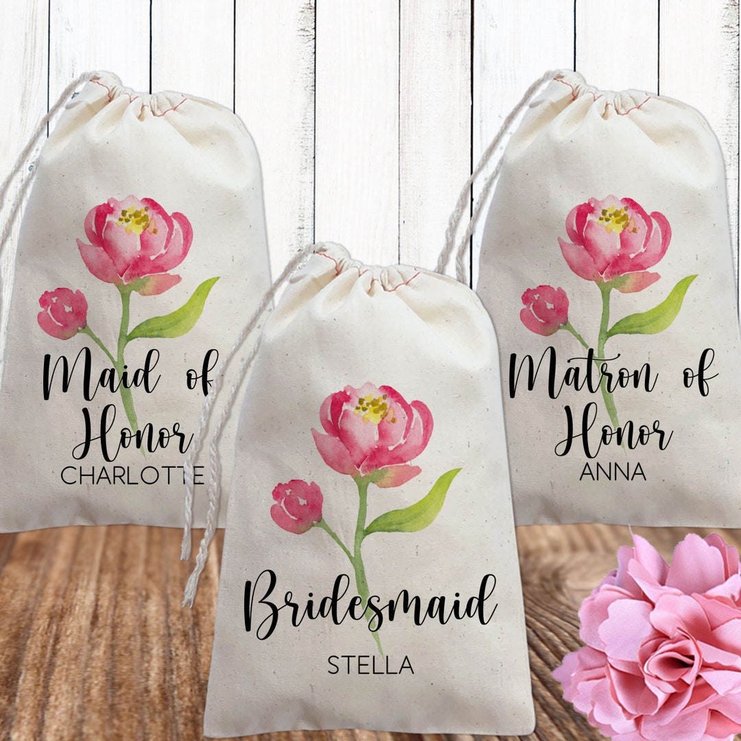 Floral Bridal Party Gift Bags Custom Jewelry Bag for Wedding Party ...