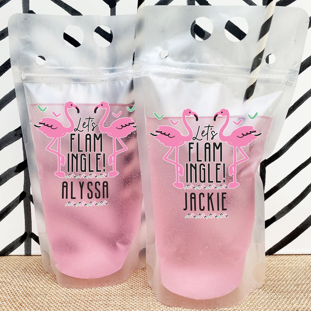 Flamingo Drink Pouches - Flamingle Bachelorette Party Favors - Tropical ...