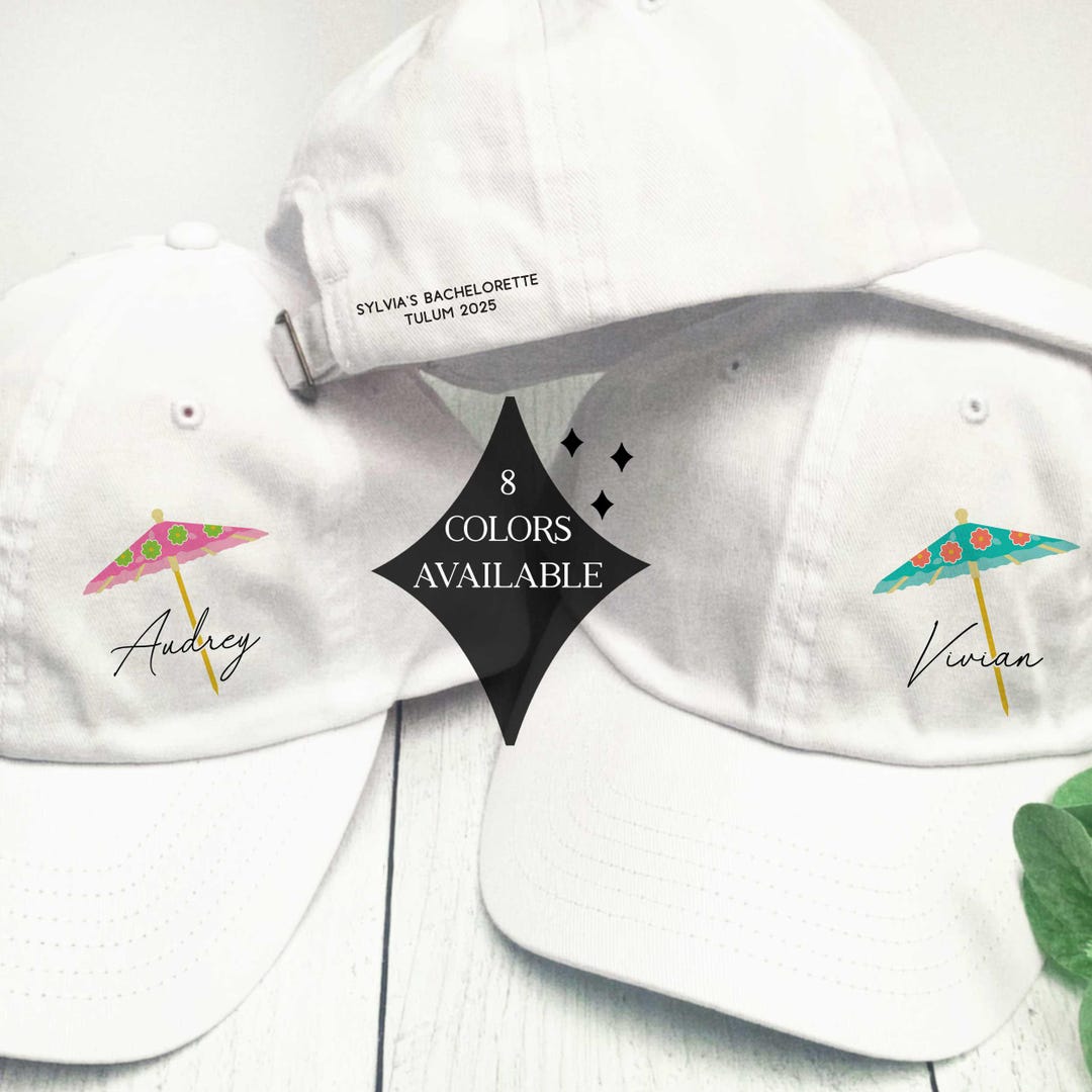 Custom Beach Hats With Names Cocktail Umbrella | Matching Mexico ...