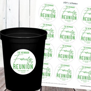 Family Reunion Stickers - Custom Reunion Favor Labels - Waterproof Cup ...