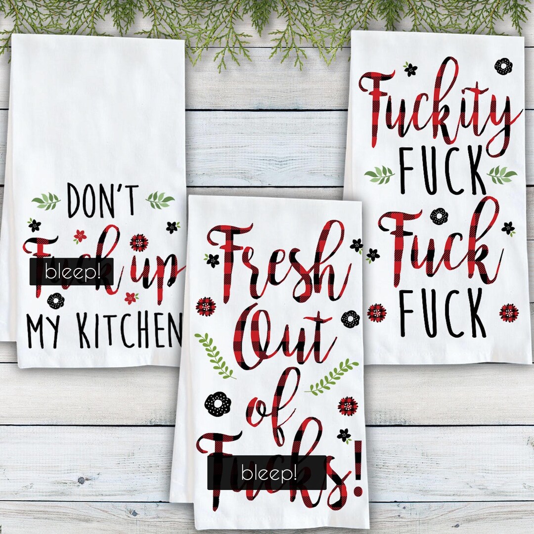 Funny Tea Towels Inappropriate Dish Towel Set of 3 Naughty Kitchen Gift ...
