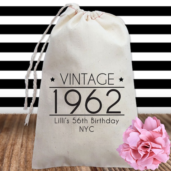 Womens Birthday Favor Bags Custom Vintage Year Birthday Bags ...