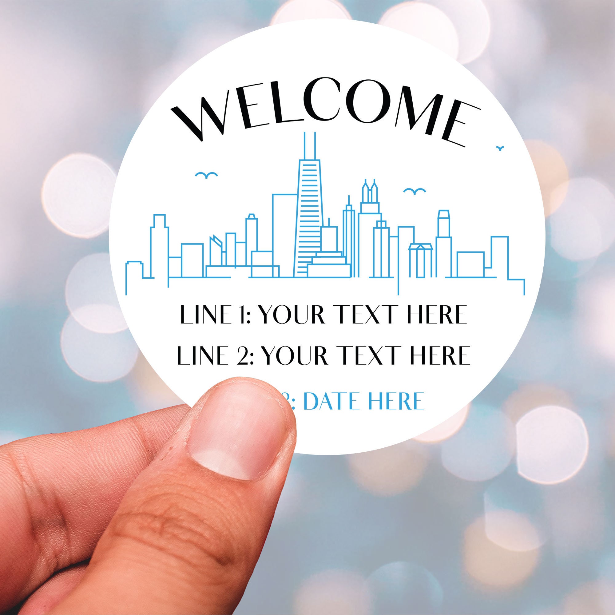 Chicago Wedding Welcome Labels - Custom Chicago Skyline Party Favor ...