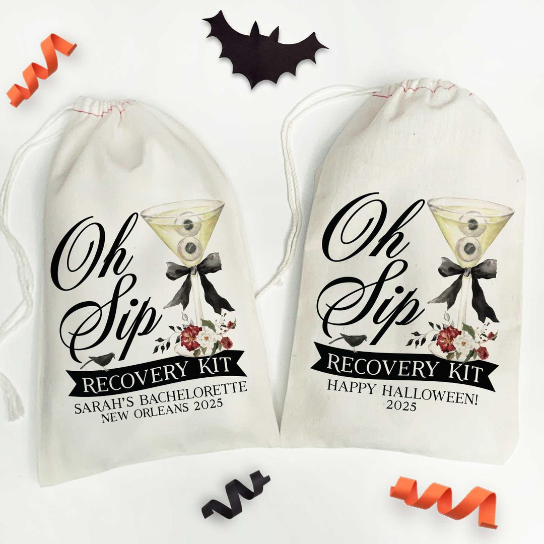 Personalized Halloween Oh Sip Recovery Kit Bags: Spooky Party Favor ...