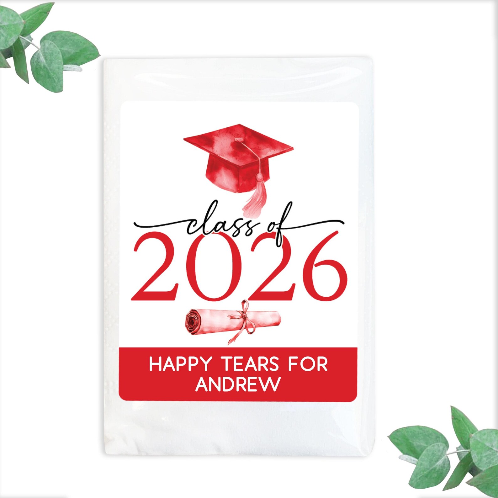 Graduation Tissue Favors + Custom Labels | Set of 15+ Facial Tissue ...