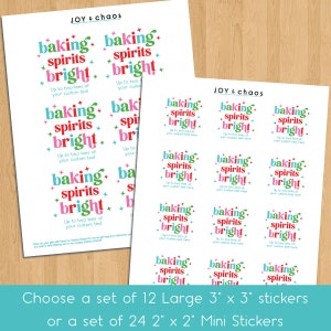 Baking Spirits Bright Stickers, Custom Christmas Cookie Labels ...