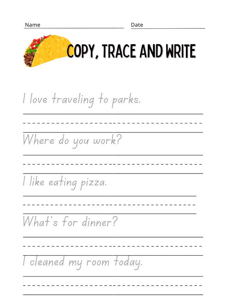 26 Pages Copy and Trace Worksheets, Easy Download, Practice Worksheets ...