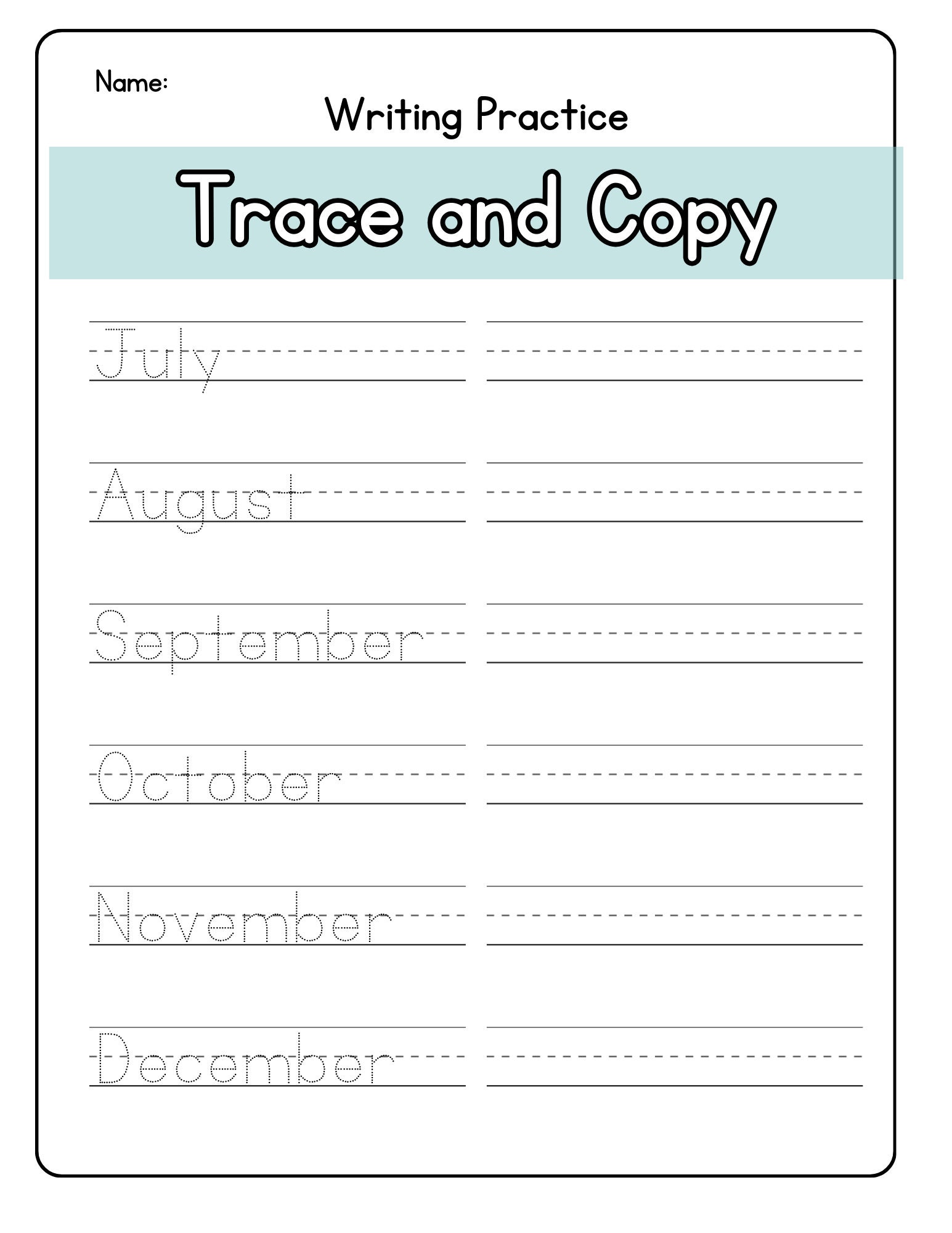 26 Pages Copy and Trace Worksheets, Easy Download, Practice Worksheets ...
